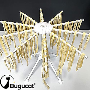 Bugucat Pasta Drying Rack Noodle Stand with 10 Bar Handles Collapsible,Spaghetti Drying Rack,Spaghetti Household Noodle Dryer for Homemade Fresh Spaghetti, Easy Storage and Quickly Set Up