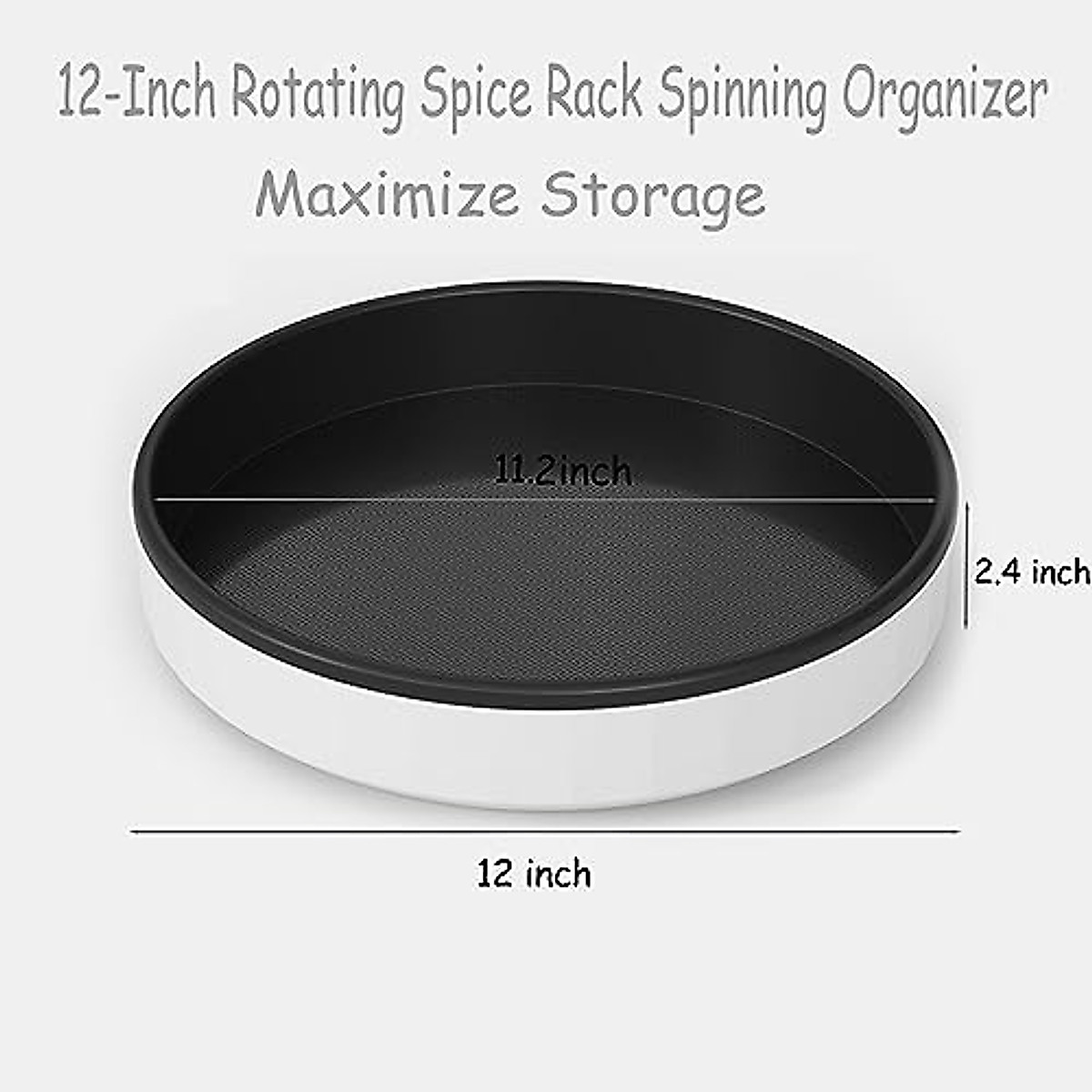 SUPPHOUS 12 Inch Non-Skid Lazy Susan Organizer, 360 Degree Sturdy Lazy Susan Turntable for Cabinet,Table, Fridge, Countertop, Dining Table,Under Sink Organizing, Spice Rack (Black White)
