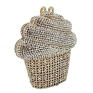China Factory Price Metal Strap Women Crystal Rhinestone Clutch Bag For Formal Party Fun Ice Cream Evening Bag Pink 2 17X17X5CM