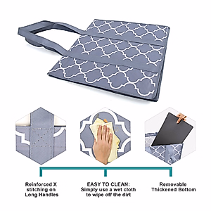 BeeGreen 12 Pieces Reusable Grocery Bags Extra Large Shopping Totes with Removable Bottom Durable Heavy Duty Easy to Clean for Groceries Foldable Grey Navy Teal Blue Black