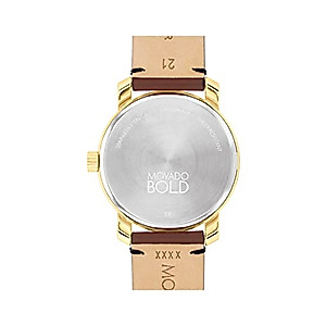 Movado Bold Access Men's Stainless Steel Swiss Quartz Watch with 21 mm Cognac Leather Strap (Model: 3600915)