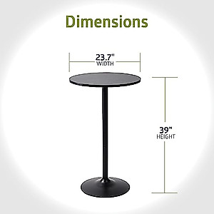 Pearington Round Cocktail Bistro High Table with Black Top and Base, 1-Pack