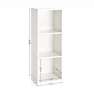 Way Basics Triplex 3-Cube Bookcase, Display Storage (11.2 x 13.4 x 36.8), White
