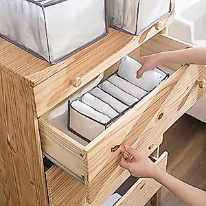 Vertrauen 3PCS Clothes Organizer, Foldable Closet Organizer, 7 Grids Drawer Dividers Storage Basket for T Shirt, Pants, Underwear, Panties, Socks