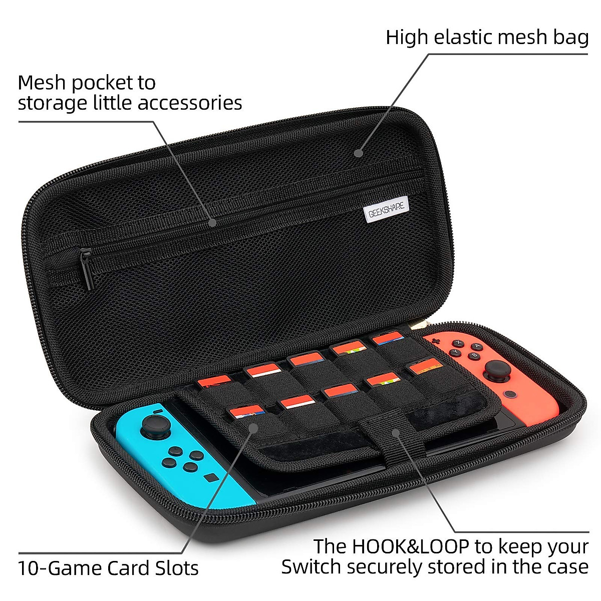 GeekShare Cute Carrying Case Compatible with Nintendo Switch/Switch OLED - Portable Hardshell Slim Travel Carrying Case fit Switch Console & Game Accessories - A Wrist Strap (Land of Mystery)