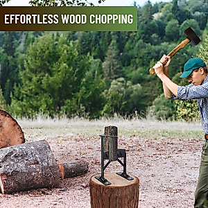 KONYINZAO Firewood Kindling Splitter, XXL Manual Log Splitter Wedge, Open Top Ring Design, Sharpen Alloy Steel Opening, Heavy Duty Wood Cracker for Camping, Outdoors & Cabin Lifestyle