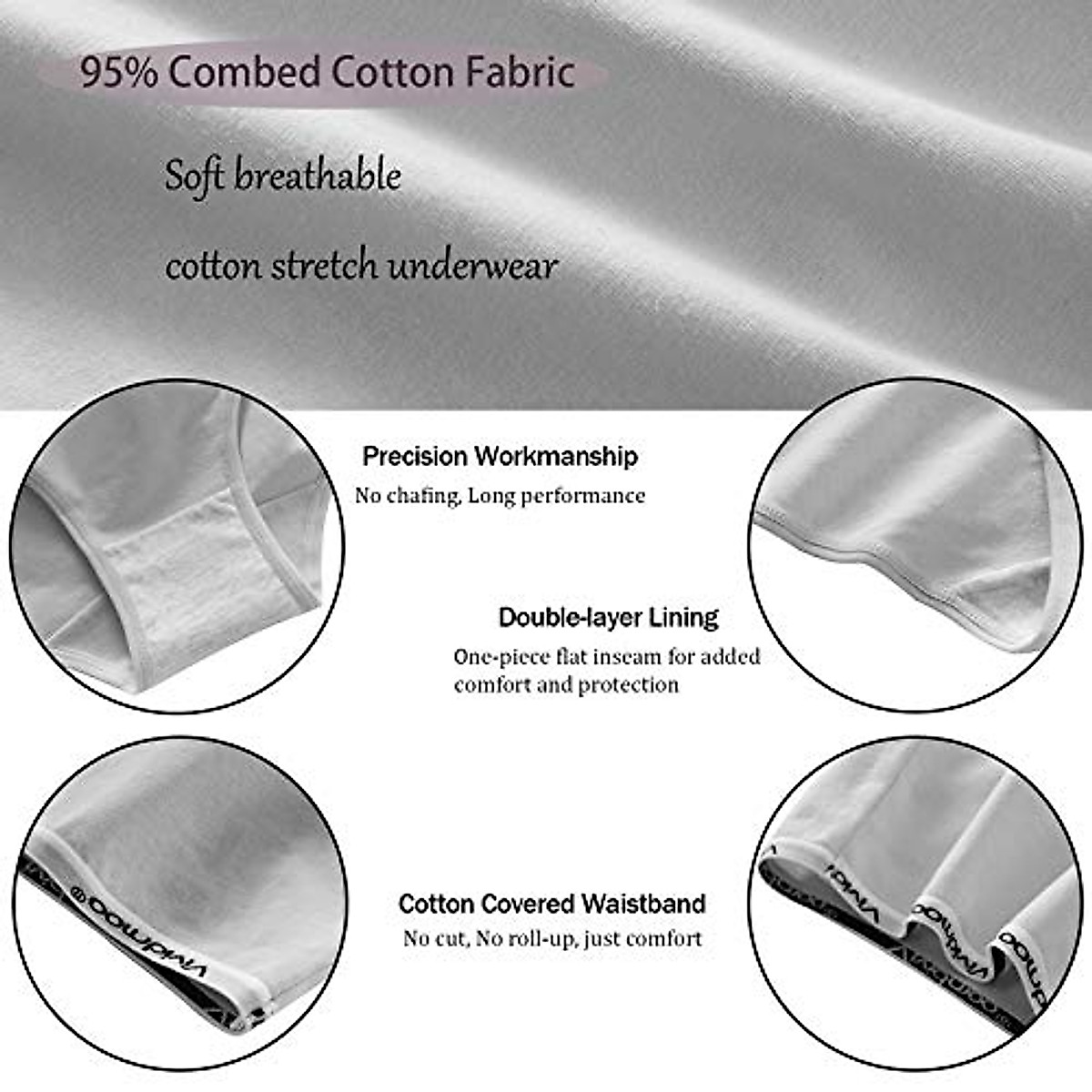 Womens Underwear Soft Panties Briefs, Full Coverage Hipster Cotton Stretch Ladies Panty, Soft Comfortable Mid Waist Breathable Lingerie with Standard Plus Size, Regular Tucking Under-panties 5PACK