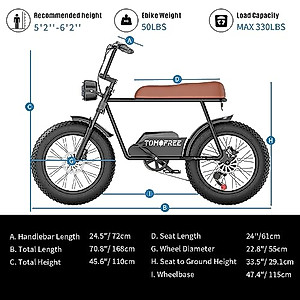 Tomofree Electric Bike for Adults, 1200W Powerful Motor 48V/20Ah,40Miles Long Range, Max Speed 25MPH, Ebike Fat Tire Electric Bicycle, Front Suspension Dual Hydraulic Brakes