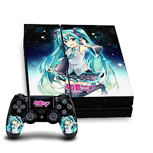 Head Case Designs Officially Licensed Hatsune Miku Night Sky Graphics Matte Vinyl Sticker Gaming Skin Decal Cover Compatible with Sony PlayStation 4 PS4 Console and DualShock 4 Controller Bundle
