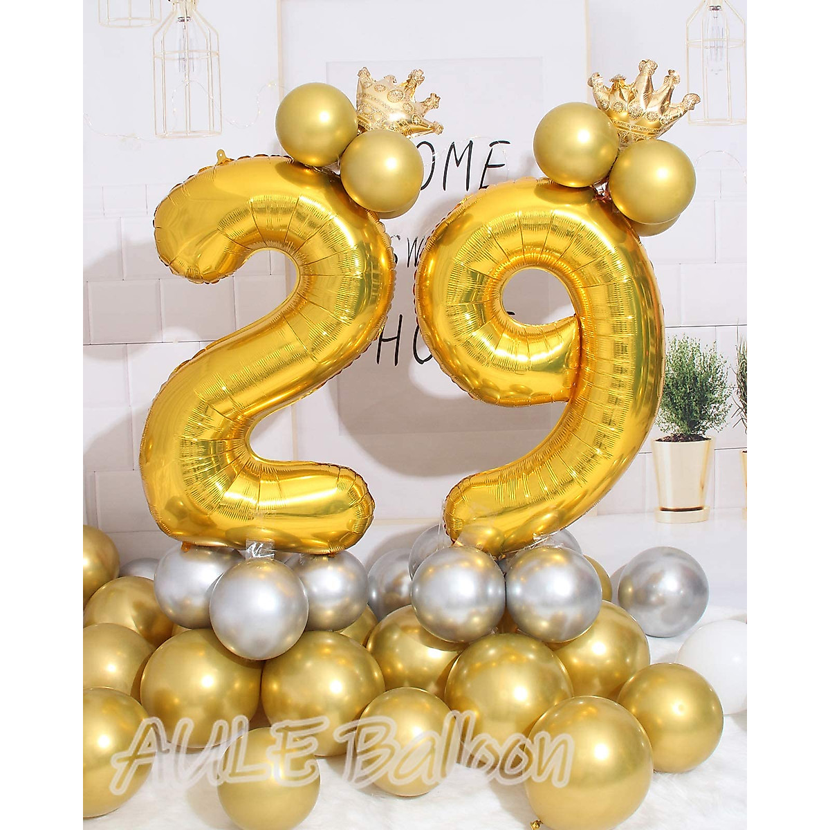 AULE 40 Inch Large 29 Balloon Numbers Gold, Big Foil Number Balloons, Giant Helium Happy 29th Birthday Party Decorations for Man and Women, Huge Mylar 92 Anniversary Party Supplies