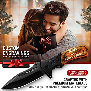 Grand Way Personalized Pocket Knife - Ideal Father's Day Gift - Gifts for Dad - Customized Men’s Unique Knife for Him - Best Custom Knives - Cool Engraved Present for Father from Daughter Son 0207 D