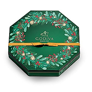 Godiva Chocolatier Holiday 2022 Truffle Tin - 50 Piece Individually Wrapped Assorted Gourmet Chocolate Candy - 1 Giftable Tin - Unique Christmas Gift for Chocolate Lovers