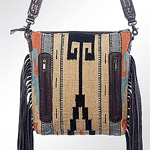 American Darling Large Crossbody Hand Carved Leather Fringe Purse for Women Western Handbags Purses Clutch Shoulder Bags (DISC-ADBGZ364)