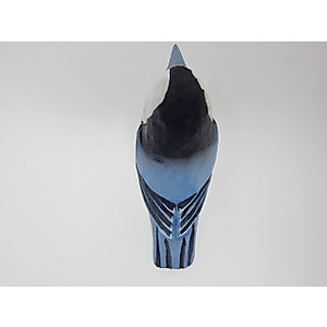 Selsela Nuthatcher Blue Wood Figurine Nutcracker Bird Garden Statue Sculpture Decor Miniature Art Carve Small Animal