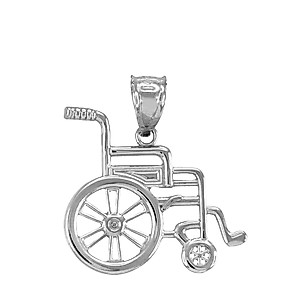 Trendy Necklaces 925 Sterling Silver Hospital Handicap Wheel Chair Charm Pendant