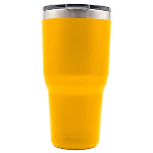 Yukon Outfitters Outdoor Active Sport Stainless Steel Drink Beverage Tint Slider Lid Double Wall Vacuum Insulated Powder Finish Freedom Tumbler, 30 oz, Gold - Don't Tread on Me