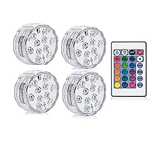 TOMYEUS Underwater Light LED Remote Control RGB Diving Light Battery-Powered Underwater Night Light Outdoor Vase Bowl Garden Christmas Party Decoration Fountain Light