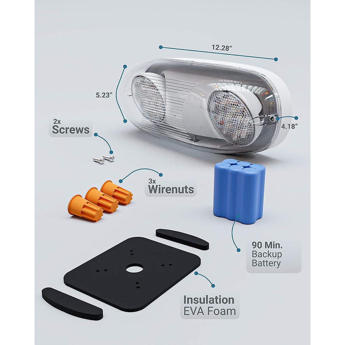 Sunco LED Outdoor Emergency Light, 2-Head Adjustable Wet Rated Exit Lights with Battery Backup, Egress Light, Fire Resistant, 2.4W, 400 LM, 6500K CCT, AC120-277V, UL 2 Pack