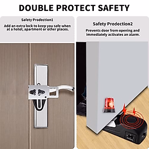 Portable Door Lock & Door Stop Alarm,Dual Protection Security Door Set Door Blocker Latch Lock Home Security Devices Pocket Door Stopper Self Defensey Tools for Home, Travel, Apartment,Hotel Safety