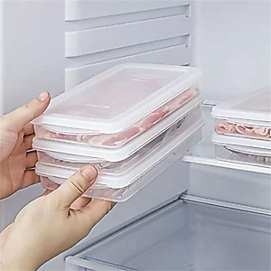 wulikanhua 2 Pack Plastic Bacon Box, Deli Meat Saver Cold Cuts Fridge Keeper, Cheese Food Storage Container with Lid for Refrigerator, Shallow Low Profile Christmas Cookie Holder