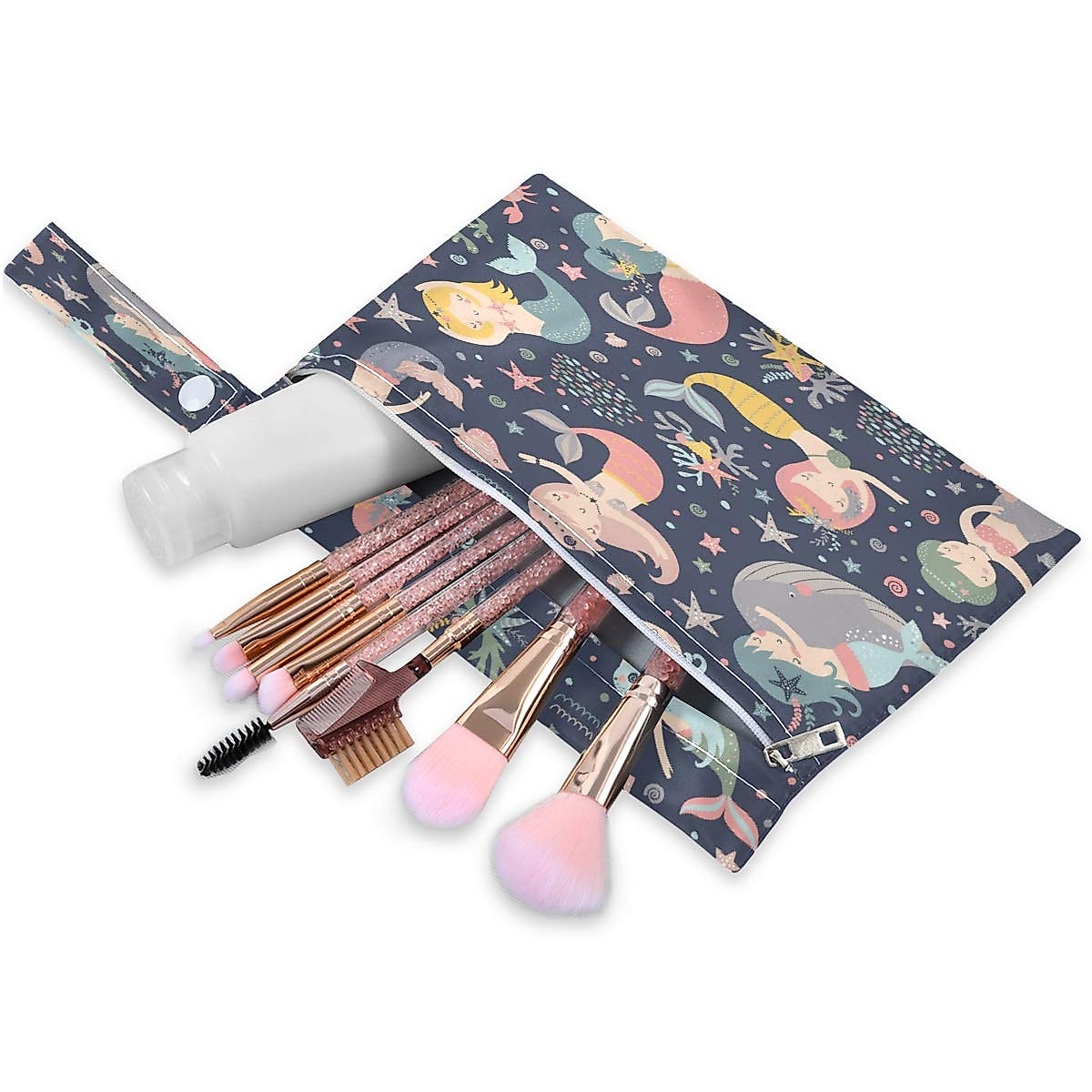 KEEPREAL Cute Girls Mermaid Wet Dry Bag for Cloth Diaper&Swimsuit,Travel&Beach - Water Resistant Wet Bags - Perfect for Wet Clothes, Toiletries, 2 Pack