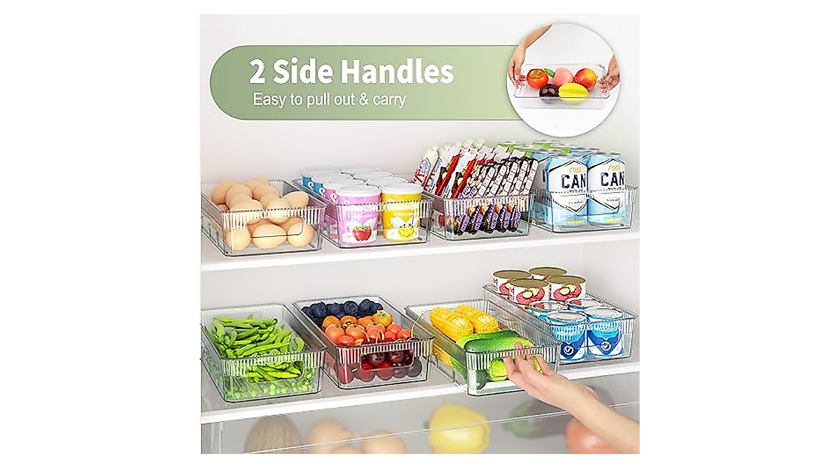 8 Pack Food Storage Organizer Bins for Clutter-Free Pantry