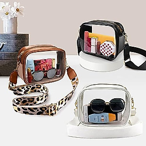COROMAY Clear Bag Stadium Approved, Clear Crossbody Purse Bag with Adjustable Strap, Leather Clear Stadium Bag for Sports Concerts Events