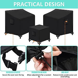 Kovshuiwe 3 Pieces Patio Set Cover, Upgraded 600D Heavy Duty Oxford Fabric Patio Conversation Set Covers, Patio Furniture Sets Covers Waterproof - 3 Piece Patio Furniture Covers