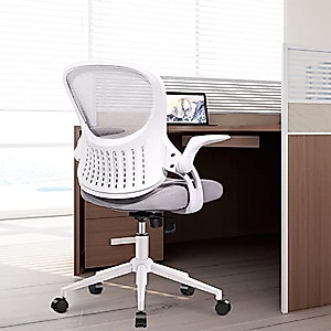 ZUNMOS Home Office Ergonomic Mesh Computer Desk High Back Swivel Task Executive Chair with Soft Armrests Padded Lumbar Support and Adjustable Rotatable Headrest, Grey