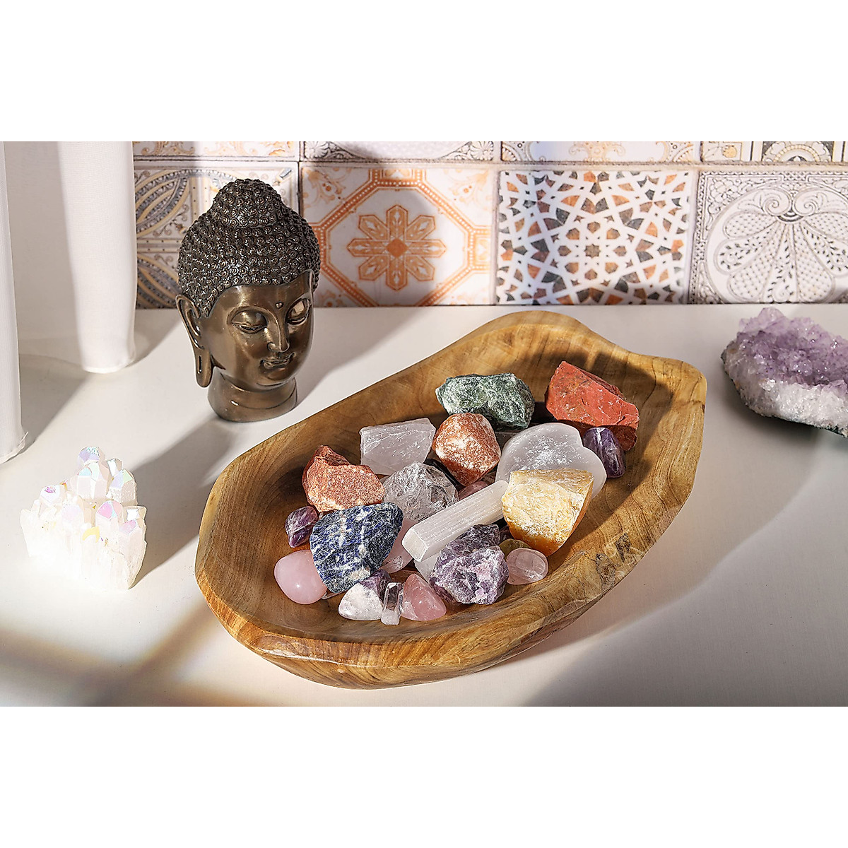 Jovivi Natural Fir Root Wood Dish Bowl, Handmade Wood Serving Platter Tray Plate,Wooden Plates for Sandwich Bread Fruit Salad Snack Dough Candy Serving Appetizer Display (11.4"x7.5")