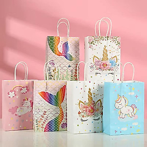 6 Pcs Pastel Party Bags Gift Bags 16x8x22cm Colored Paper Bags with handle Paper Party Bags for Kids Party Wedding Birthday Baby Shower Treat Favor Celebrations