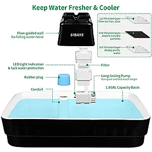 Large Dog Water Fountain, 230oz/1.8Gal Ceramic Pet Water Fountain, Whisper Quiet, Super Wide Drinking Area, Healthier Than Other Water Dispensers for Dogs and Cats, Easy to Clean, Dishwasher Safe, 7L