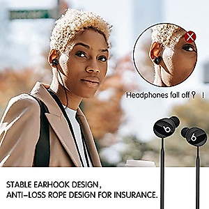 SUIHUOJI for Beats Studio Buds Strap, Soft Silicone Special Anti-Skid Design Sports Anti Lost Strap Lanyard Accessories Compatible with Beats Studio Buds Earbuds Neck Rope Cord(Black)