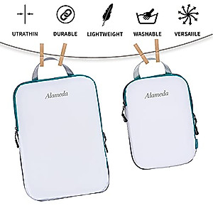 Compression Packing Cube Set 6pcs for Carryon Luggage, Travel Packing Organizers with Laundry Bag for Backpack, White