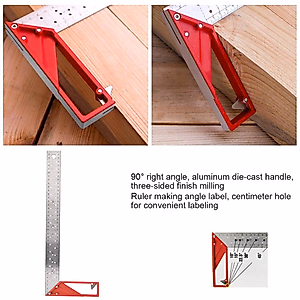 Try Square with Handle, Premium Stainless Steel Woodworking Ruler 45° / 90° Carpentry Tool with Multi-Angle, A Carpenter’s & Machinist’s Essential - The Ultimate Gift for Any Woodworking Shop(40CM)