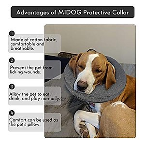 MIDOG Dog Cone,Soft Cone for Dogs After Surgery,Pet Inflatable Collar Protective Recovery Donut Collar to Prevent Pets from Touching Stitches, Wounds and Rashes