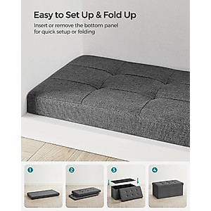 SONGMICS 30 Inches Folding Storage Ottoman Bench, Storage Chest, Foot Rest Stool, Dark Gray ULSF47K
