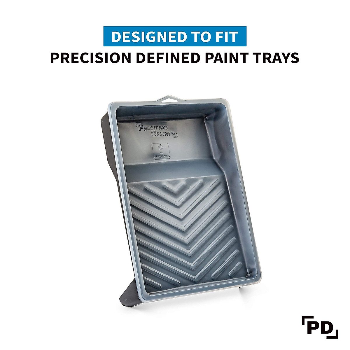 Precision Defined Paint Tray Liner Set 9-Inch, Supreme Paint Roller Trays with Deep Paint Pockets and Textured Ridge, Paint Pan Liners, Heavy Duty Plastic Disposable Paint Tray Liners (10-Pack)