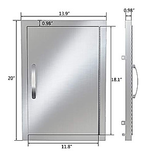 Bonnlo Vertical BBQ Access Door Grill Door Outdoor Kitchen Access Doors for Grills Cabinet Outdoor Grilling Station BBQ Area, Single Wall, 14''W x 20''H