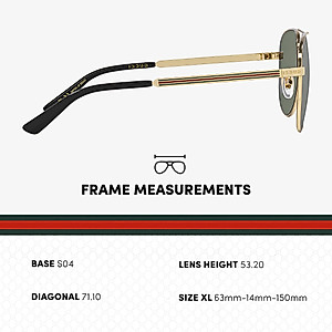 Gucci GG1233SA Designer Aviator Shape Sunglasses: Aviator Frame Eyewear with Non-Polarized Lenses - Epitome of Luxury and Style