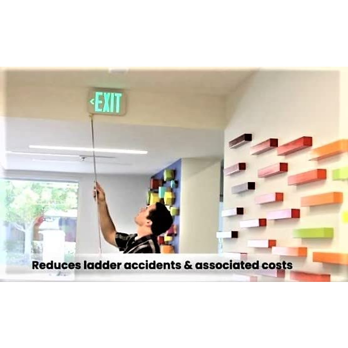 Tess Safety Pole -Smoke Detector and Emergency Exit- Extendable Pole Tester- Allows Easy Excess and Monitoring for Life Safety Products -Spellbound