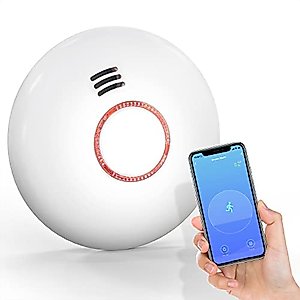 Jemay Smart Smoke Detector Receive Alerts with App, Wireless Wi-Fi Smoke Alarm with Self-Check Function, Fire Alarm with Photoelectric Sensor, Replaceable Lithium Battery & Silence Button