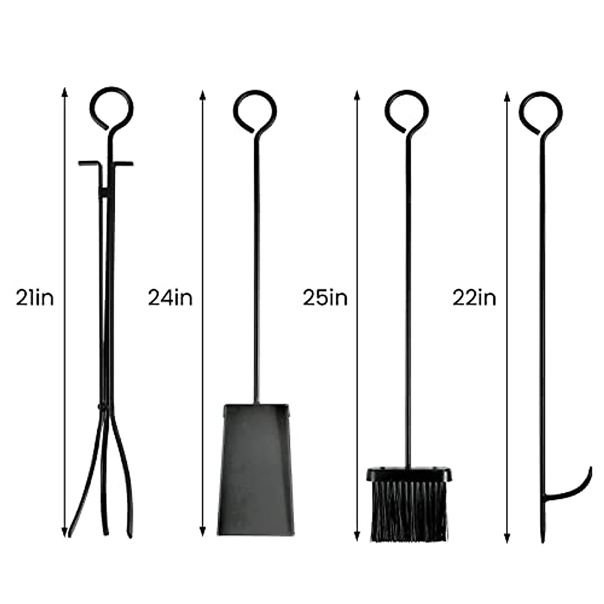 WBHome 3FT Heavy Duty Indoor Outdoor Firewood Storage Log Rack with 4 Tools - Includes Brush, Shovel, Poker, and Tongs