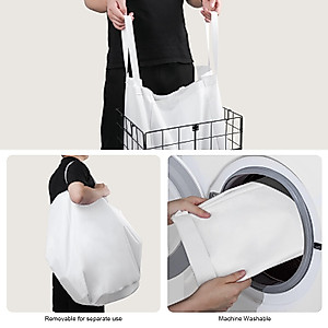 SHIISEWE Laundry Basket with Wheels, Large Metal Laundry Hamper with Lid and Removable Laundry Bag, Collapsible Tall Laundry Hamper, 90L Laundry Basket Organizer for Bedroom, Bathroom