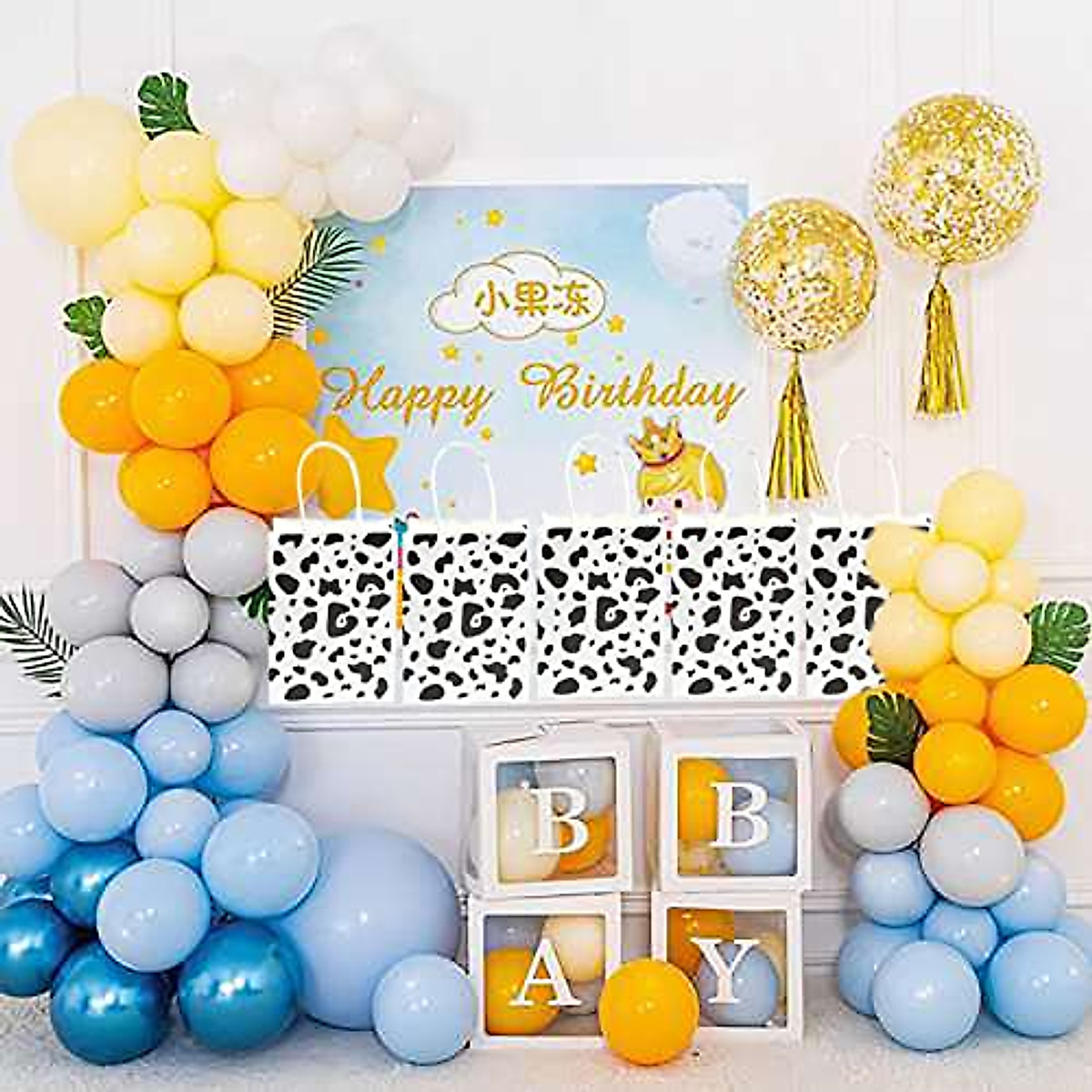 YYaaloa 30pcs Small Gift Bags with Handle Bulk 8.26 x 5.9 x 3.15 inch Cow Print White Party Favor Paper Shopping Bags for Kids Birthday Xmas Party Supplies (Small 30pcs)