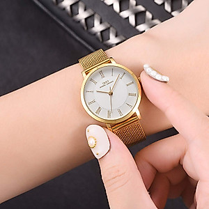 IBSO Women Stainless Steel Band Watches Ladies Quartz Wristwatches Waterproof Mesh Bracelet Watch Relogio Feminino (3636 Gold)
