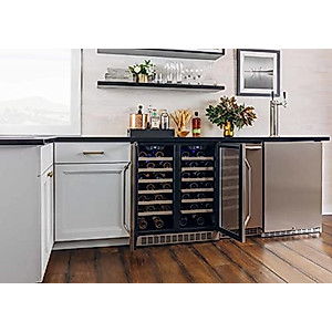 EdgeStar CWR5631FD 30-Inch 56 Bottle Built-In Dual Zone French Door Wine Cooler