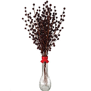 Larksilk 324 Artificial Burgundy Berry Stem Picks Decorative Wire Branch Sprays for Christmas Tree, Holiday Décor, Silk Flower Arrangements, Home DIY Crafts 35 Berries per Stem Design