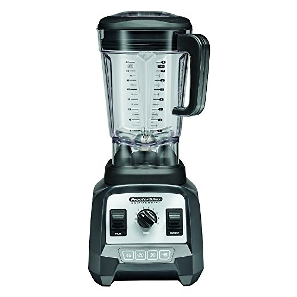 Proctor Silex Commercial 55000 High-Performance Blender, 2.4 Peak hp, Variable Speed Dial, BPA-Free 64 oz./1.8 L Container, 17.32" Height, 7.6" Width, 8.69" Length, Black