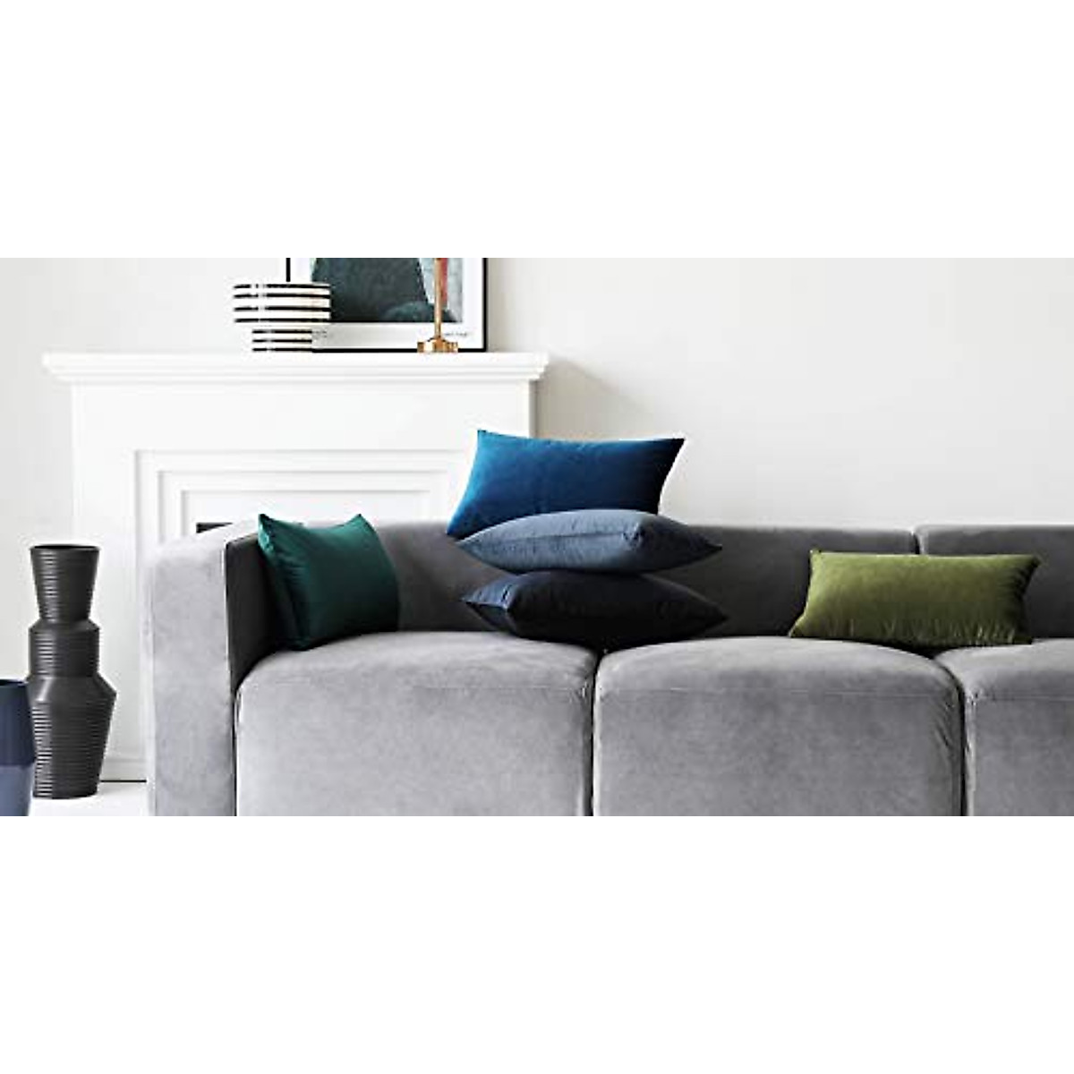 Mixhug Set of 2 Cozy Velvet Rectangle Decorative Throw Pillow Covers for Couch and Bed, Teal, 12 x 20 Inches